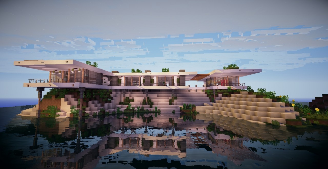 ~Modern Beach House~ By DeathhWish (With a Ferrari Room) Minecraft Map