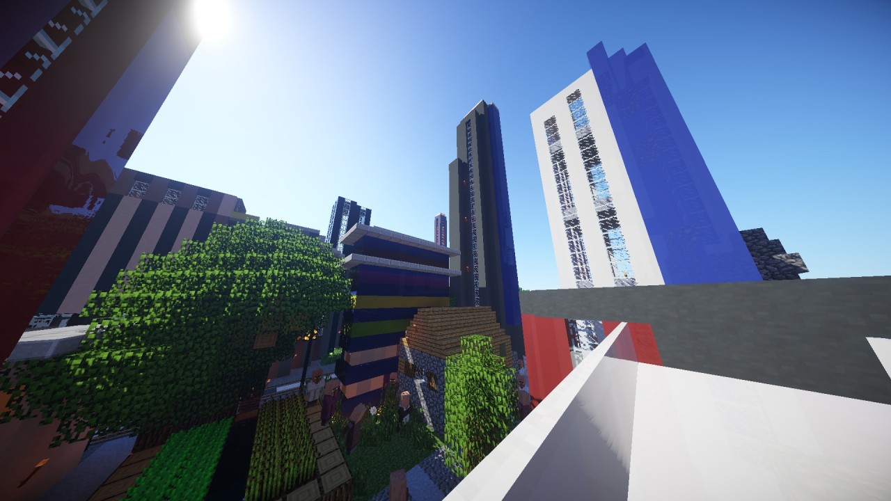 Modern City mixed with a village Minecraft Map