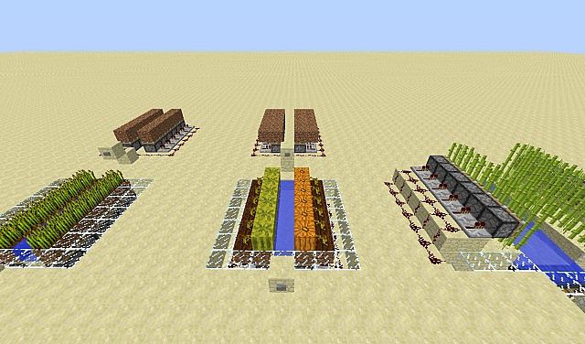 A few automatic redstone farms for all crops (EASY TO BUILD) Minecraft Map