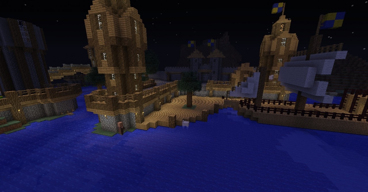 medieval harbour city Minecraft Map
