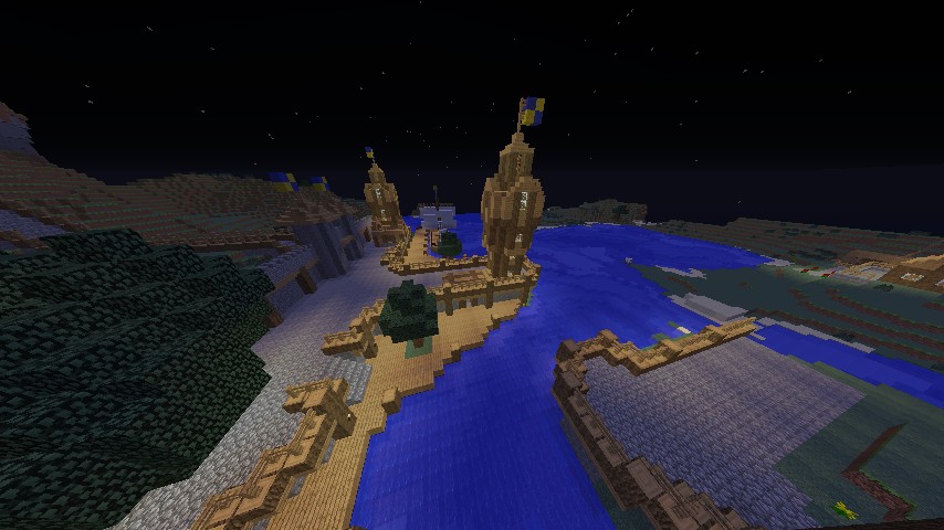 medieval harbour city Minecraft Map