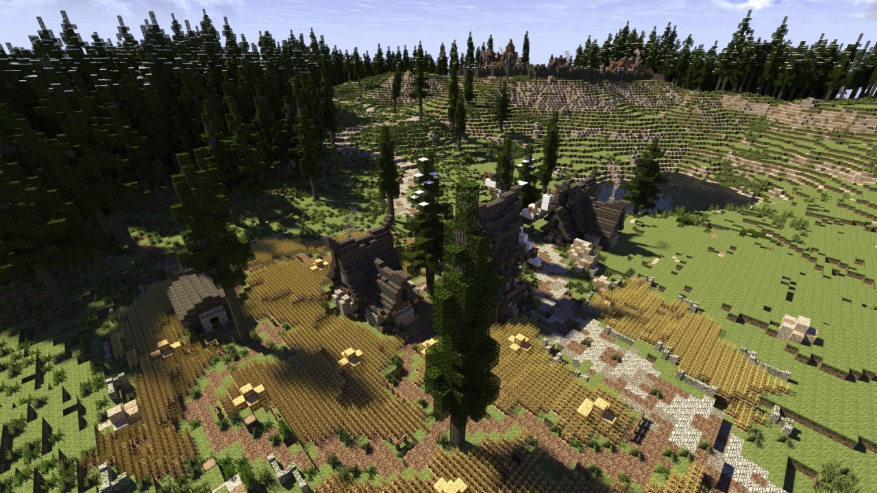 Nordic Farmers Village, Rendered with Chunky Minecraft Map