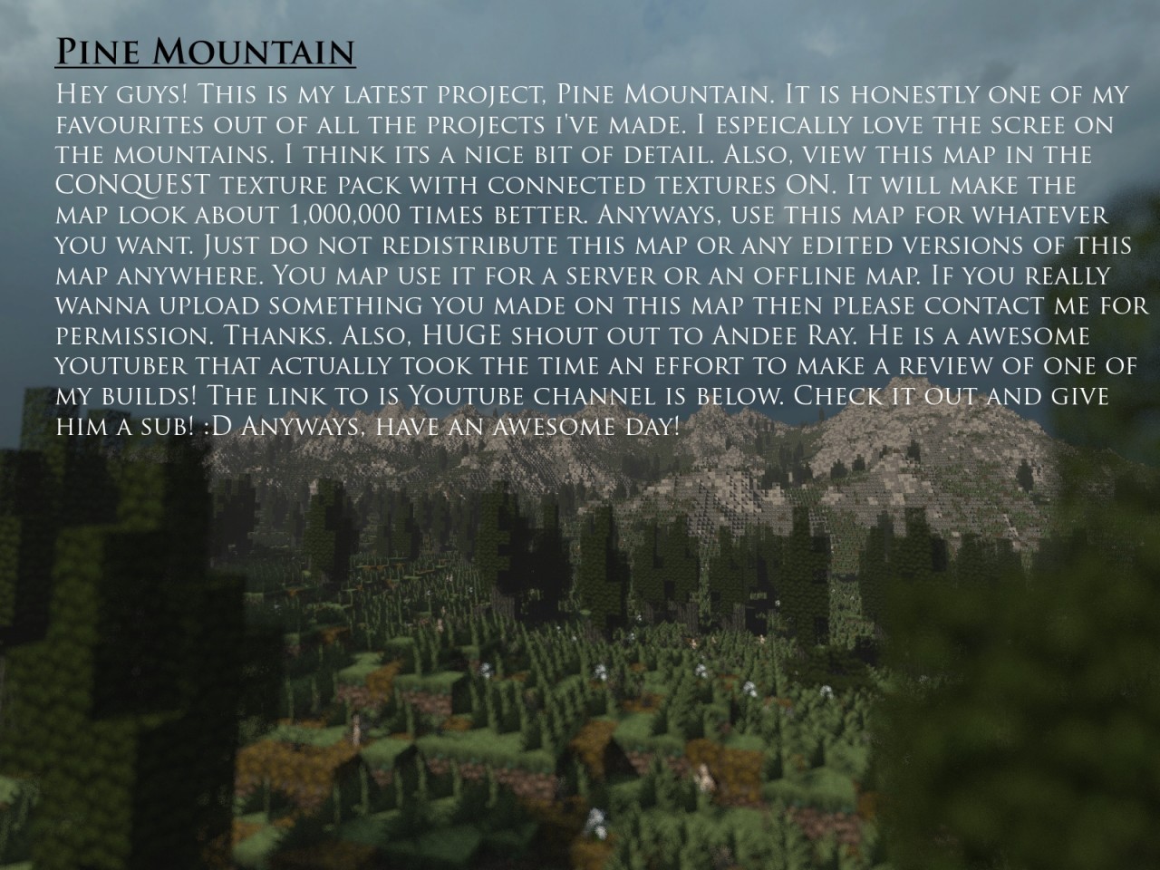 Pine Mountain - Beautiful Custom Biome/Terrain Minecraft Map