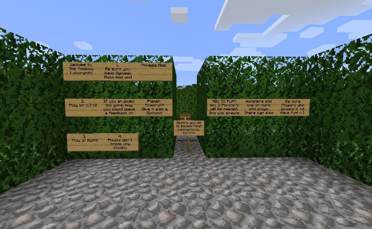 The Amnesia Labyrinth! Minecraft Map