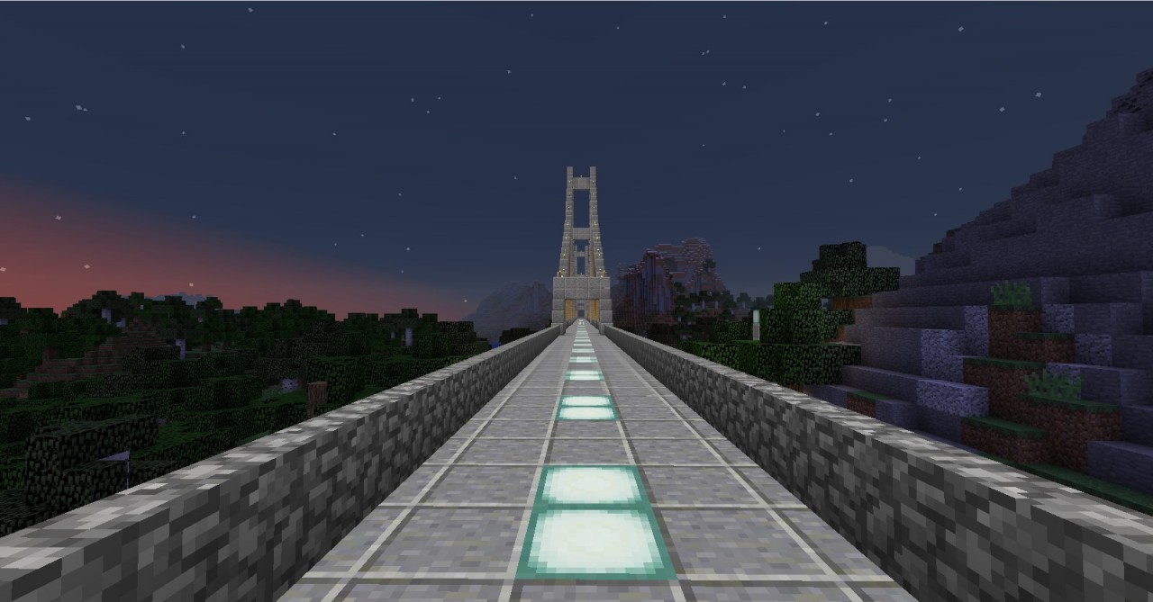 Suspension Bridge - Mountain Crossing + Construction Pictures Minecraft Map