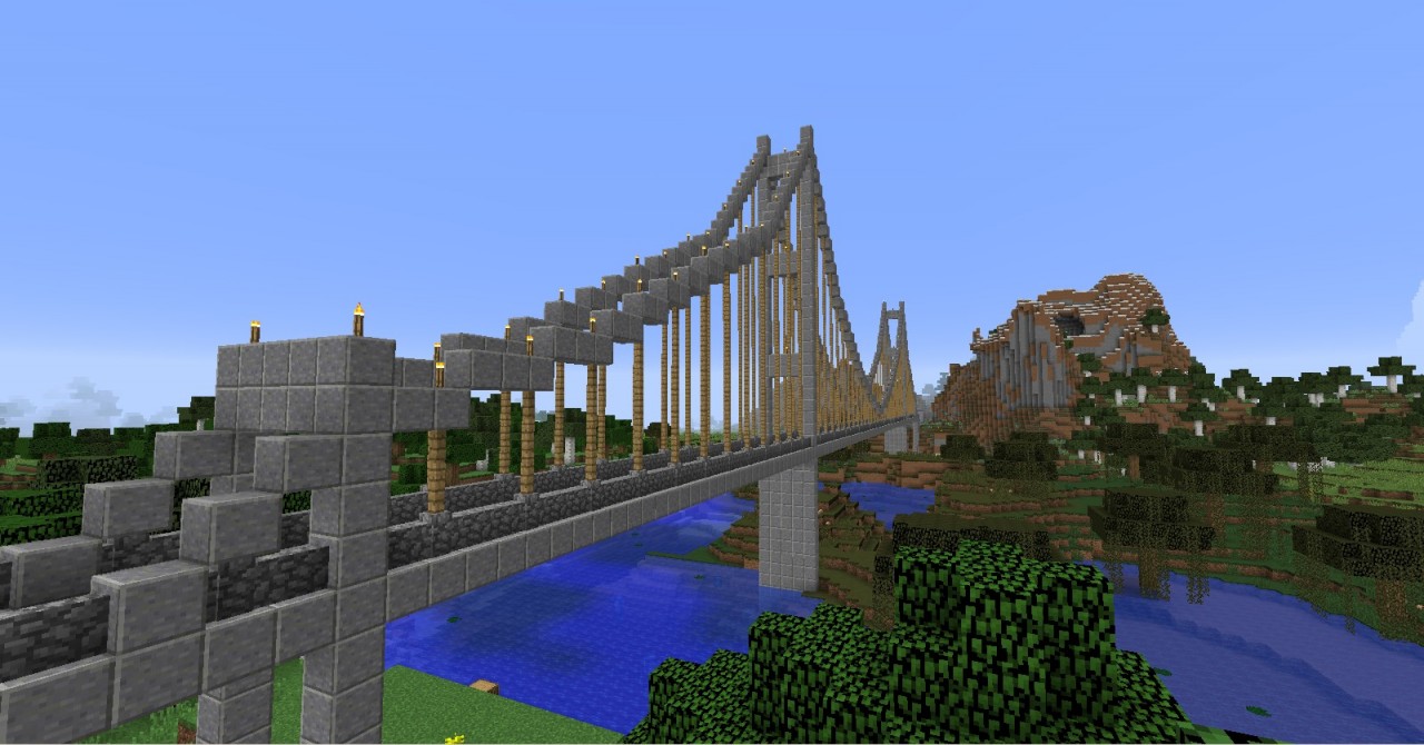 Suspension Bridge - Mountain Crossing + Construction Pictures Minecraft Map