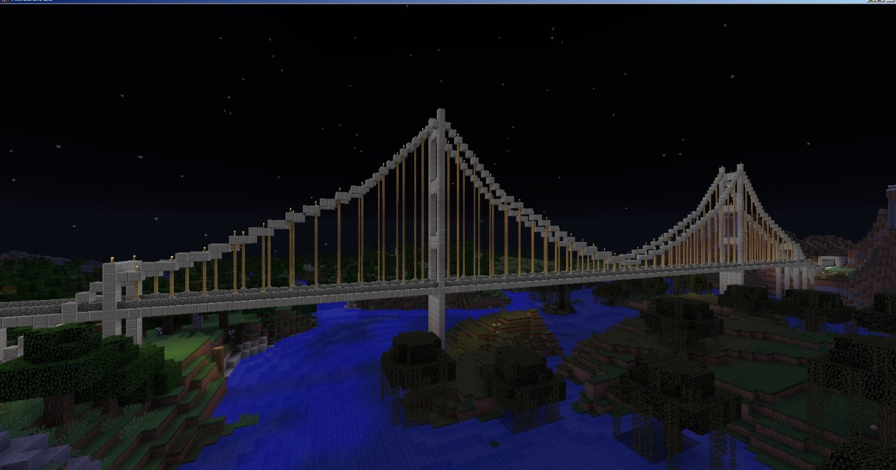 Suspension Bridge - Mountain Crossing + Construction Pictures Minecraft Map