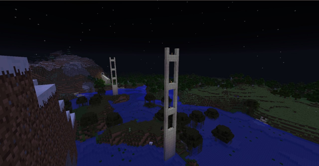 Suspension Bridge - Mountain Crossing + Construction Pictures Minecraft Map