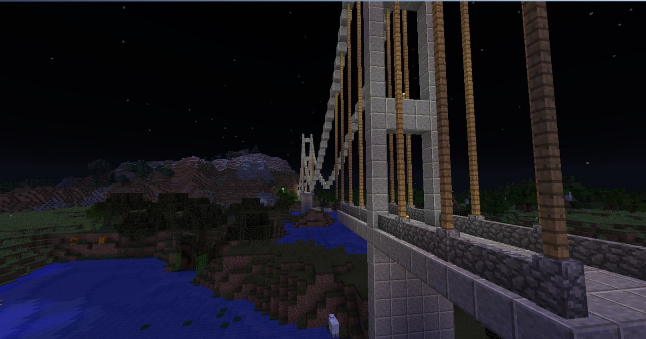Suspension Bridge - Mountain Crossing + Construction Pictures Minecraft Map