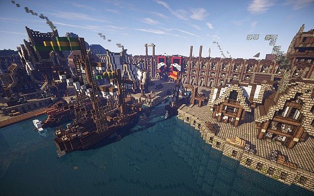 Steampunk/Rustic Harbour - Port Falcon Minecraft Map