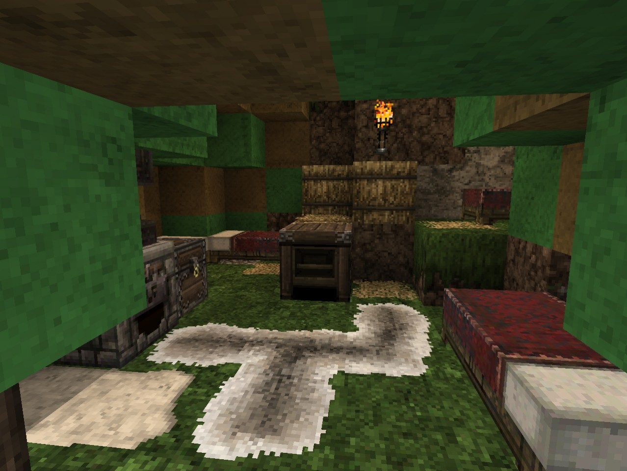 Big camp/basemant + custom trees (Project Xiq) Minecraft Map