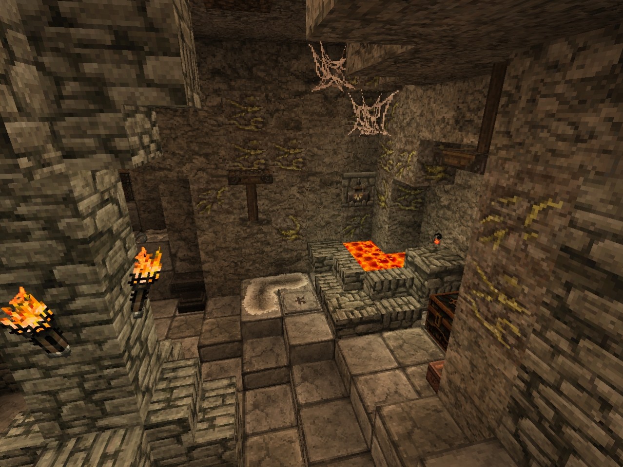 Big camp/basemant + custom trees (Project Xiq) Minecraft Map