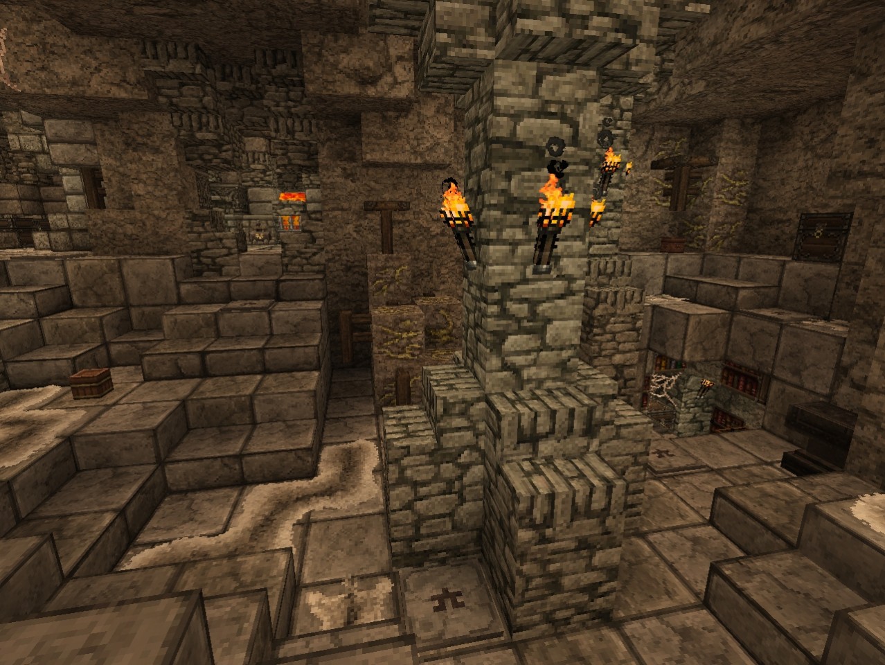 Big camp/basemant + custom trees (Project Xiq) Minecraft Map