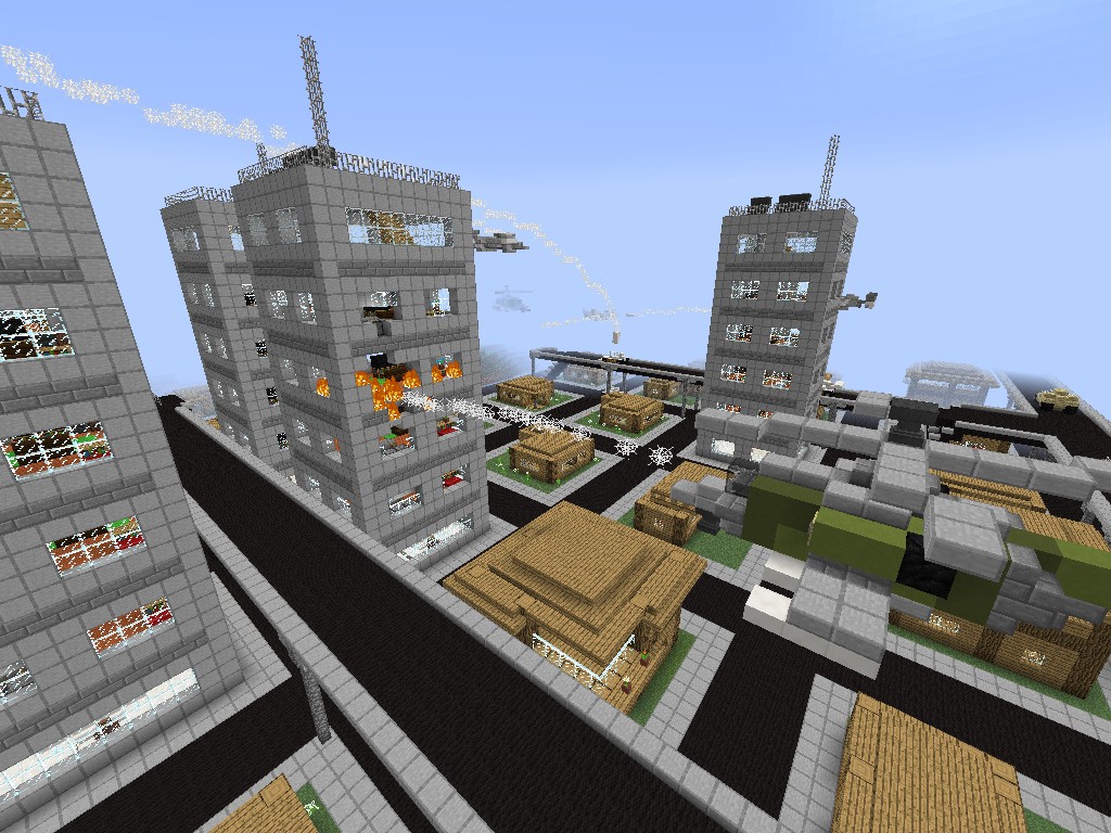 Aerial Conflict in a city Minecraft Map