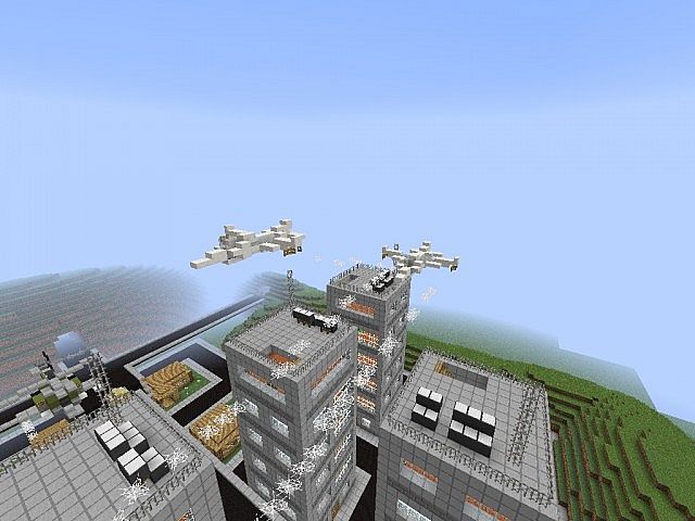 Aerial Conflict in a city Minecraft Map
