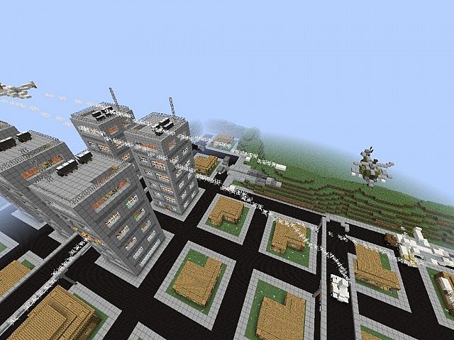 Aerial Conflict in a city Minecraft Map