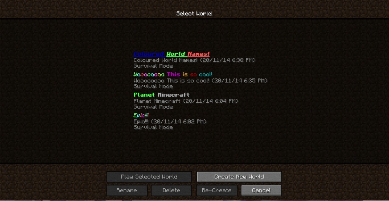 How to have Colours in your Vanilla Minecraft World Name! (For Windows ...