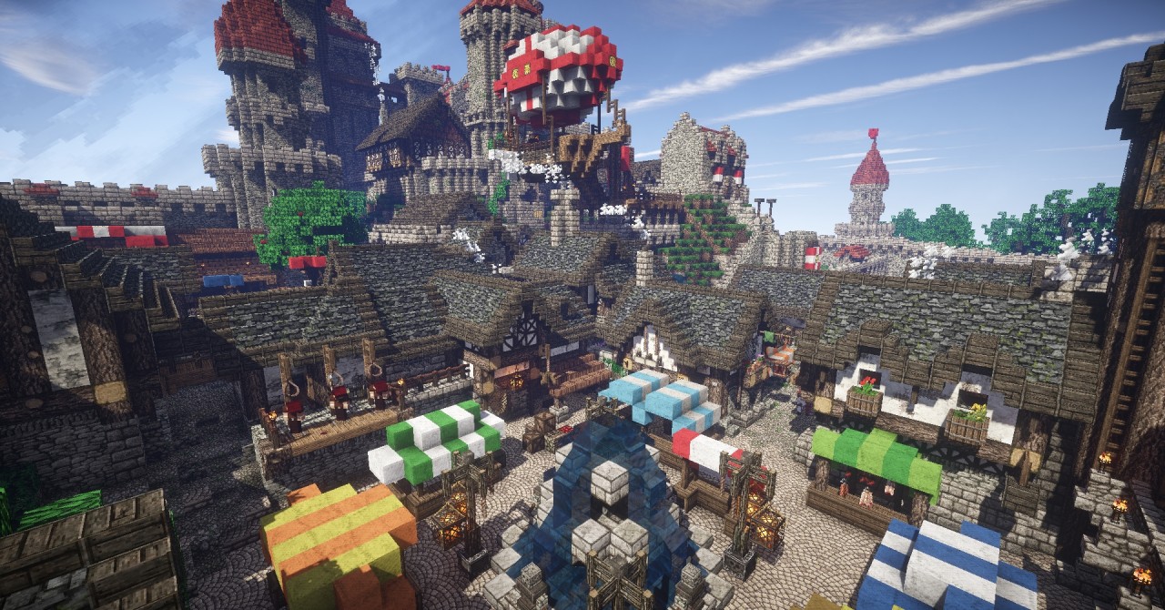 Epic Medieval/Fantasy Castle and Town Minecraft Map