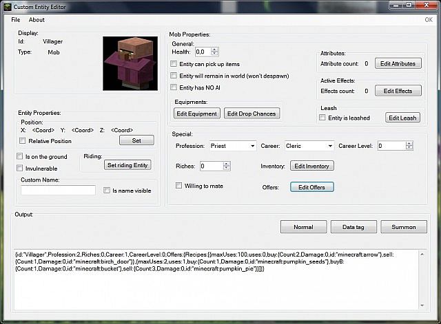 [program] Entity Editor To Get Json Code Minecraft Mod