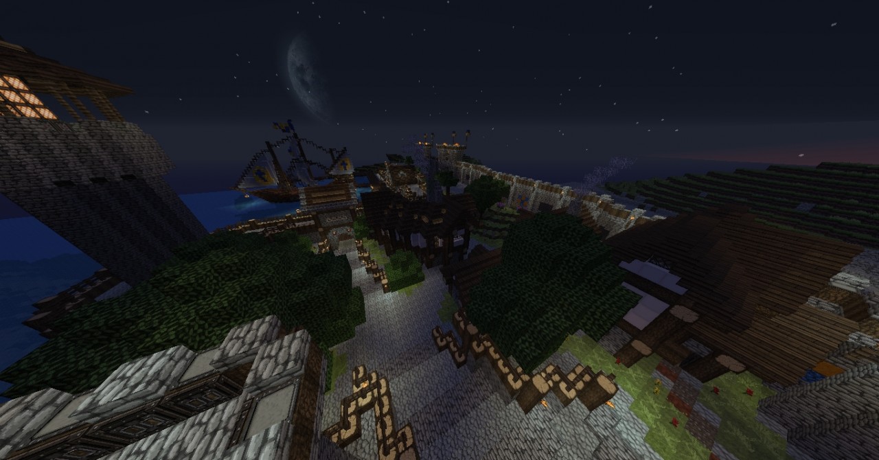 medieval harbour city Minecraft Map