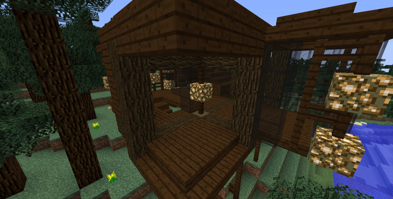 Hillside dark oak wood house Minecraft Map