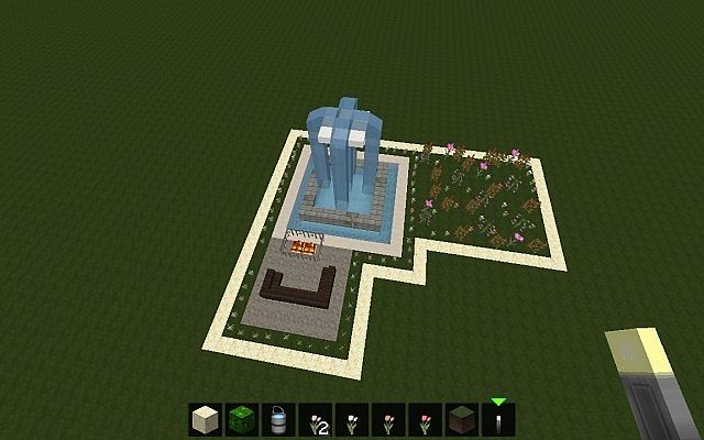Park with Flower garden and water fountain Minecraft Map