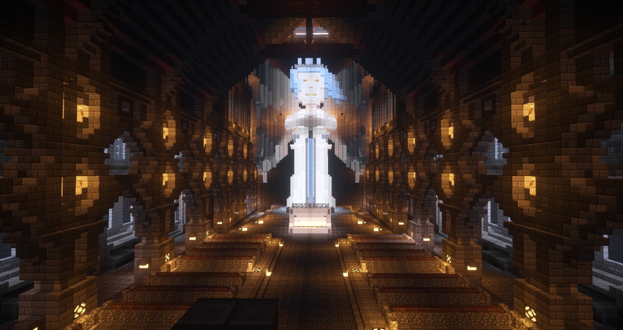 DraXX's Cathedral - with winged ice angel effigy Minecraft Map