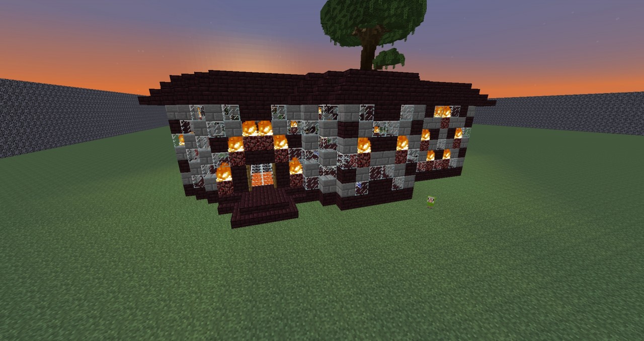 Another fire building with a base of stone brick. Minecraft Map