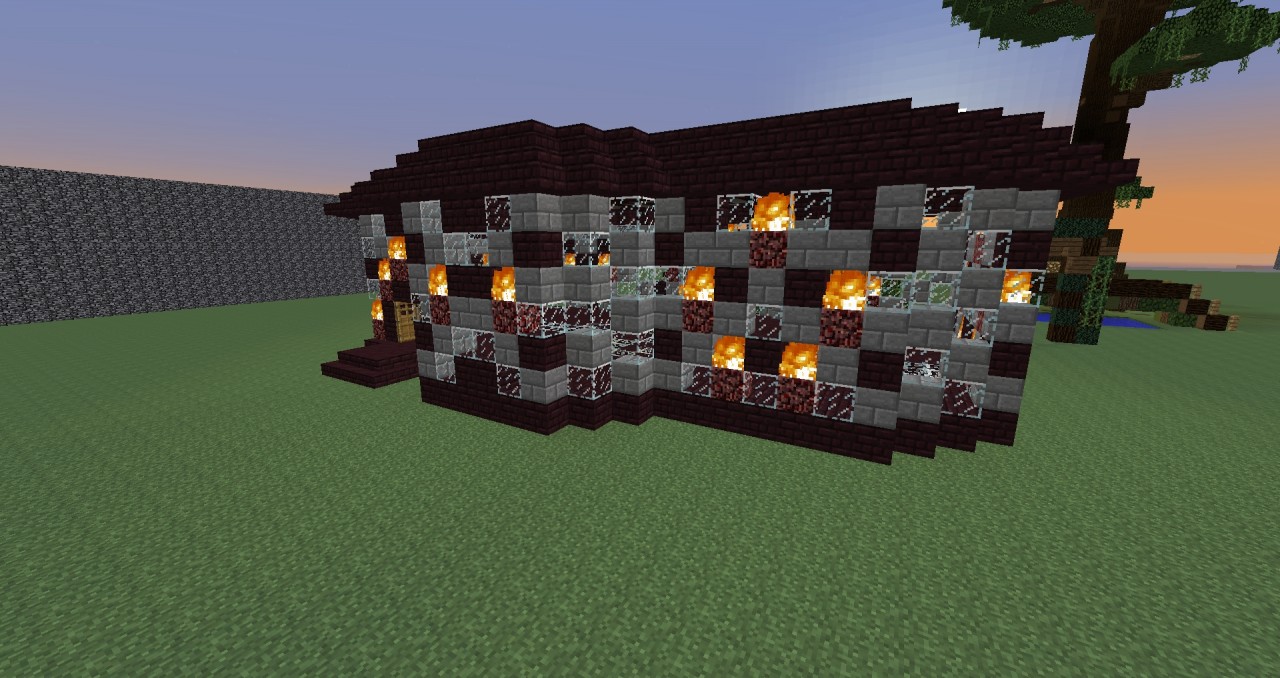 Another fire building with a base of stone brick. Minecraft Map