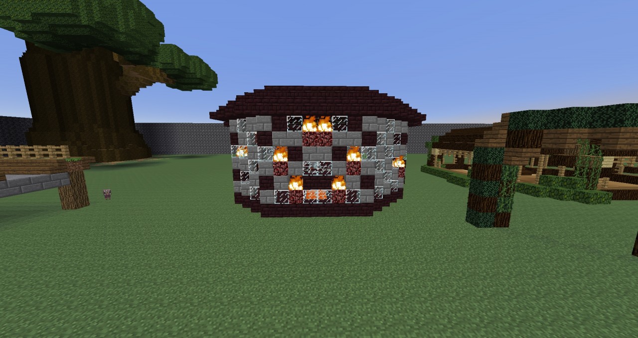 Another fire building with a base of stone brick. Minecraft Map