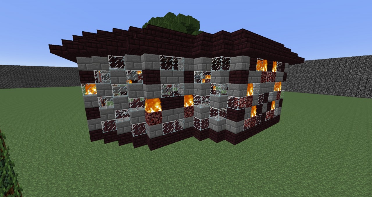 Another fire building with a base of stone brick. Minecraft Map