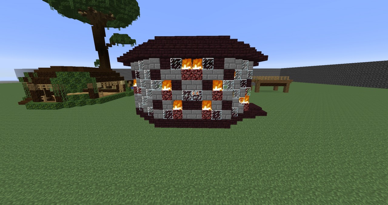 Another fire building with a base of stone brick. Minecraft Map