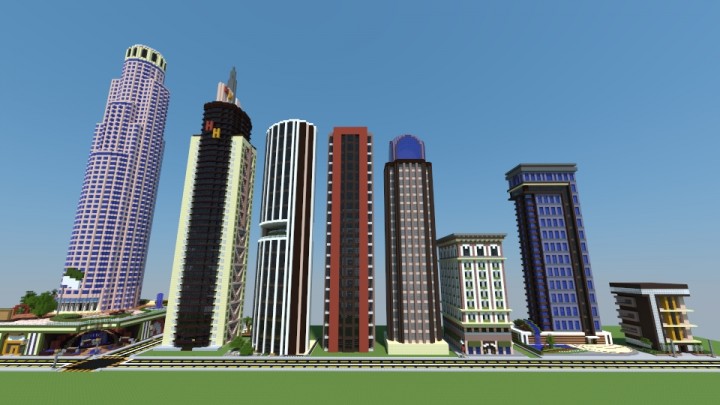 Skyline - modern towers including the LA Bank Tower, Infinity Tower and ...