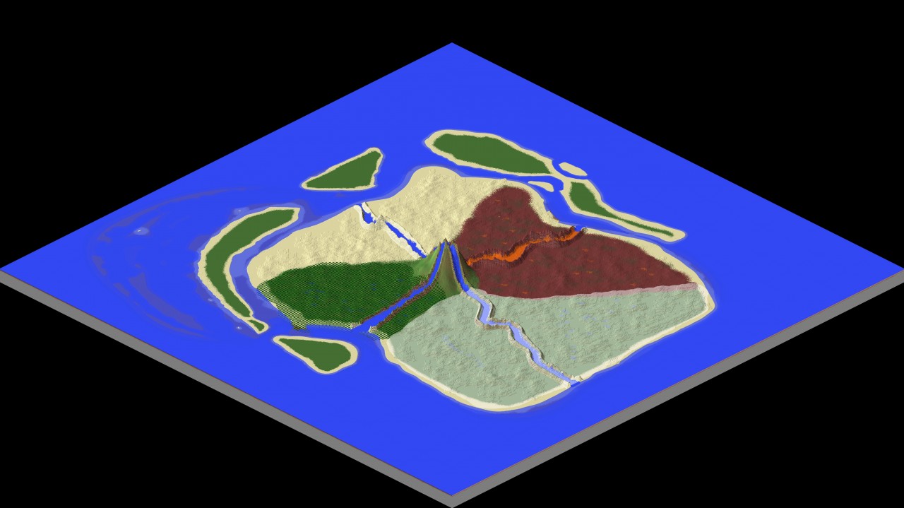 The Four Rivers! A Huge Island Landscape! Minecraft Map