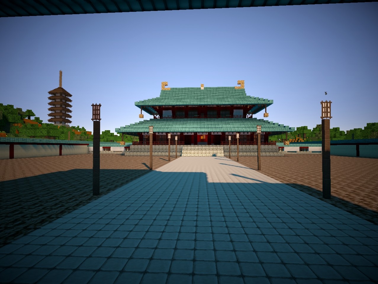 Japanese city with palace Minecraft Map