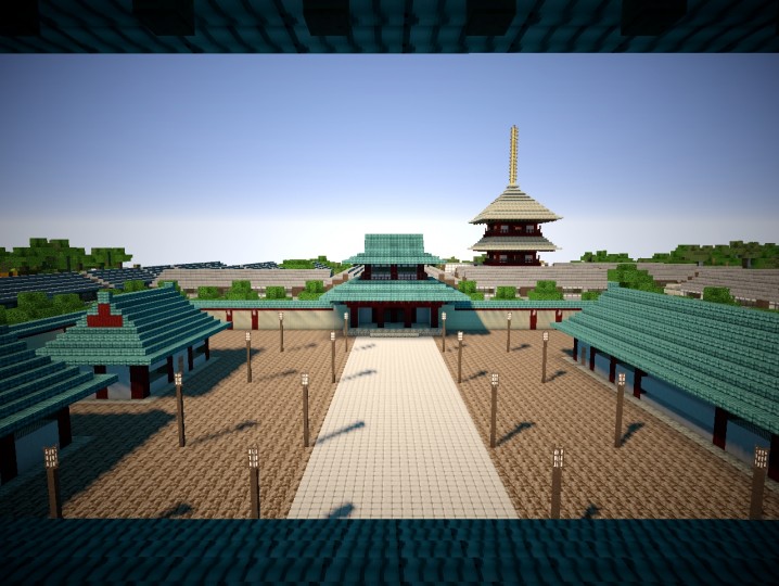 Japanese city with palace Minecraft Map