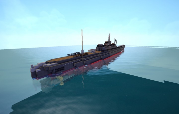 I-400 Sentoku Submarine With Full Interiors+Working Engine Minecraft Map