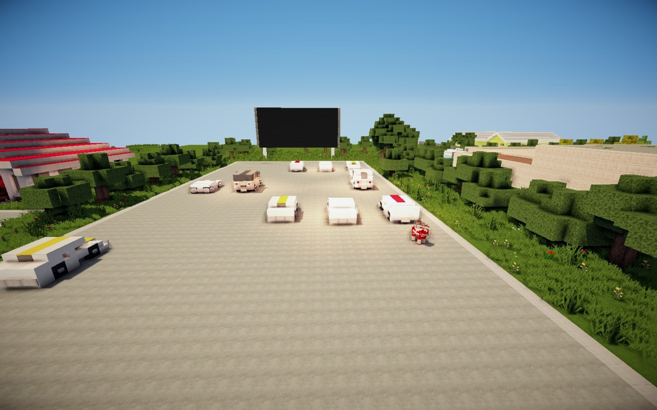 Small cinema+ Shops and Outside Cinema! Minecraft Map
