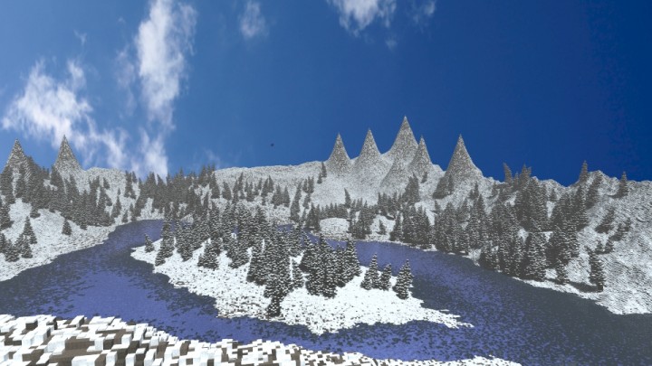 Frosty Valley -A Winter Landscape- Trees, Lake, hills Minecraft Map
