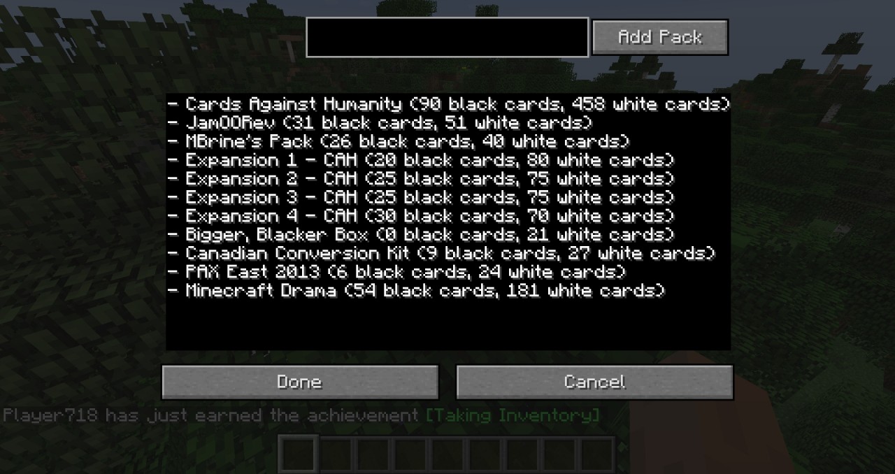Cards vs. Crafters Minecraft Mod