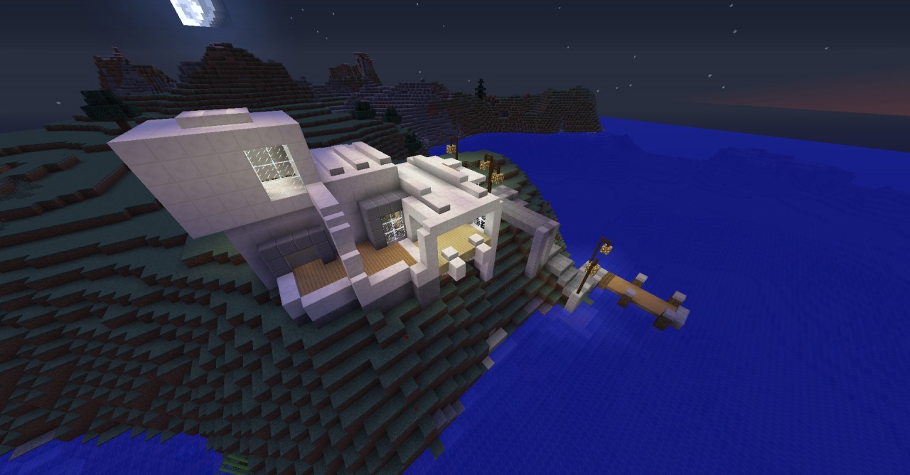 Modern-ish House On The Coast Minecraft Map