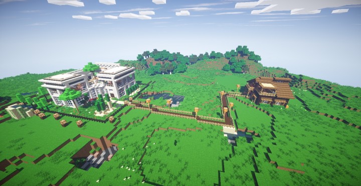 Cozy Cottage & Luxurious Modern House Minecraft Map