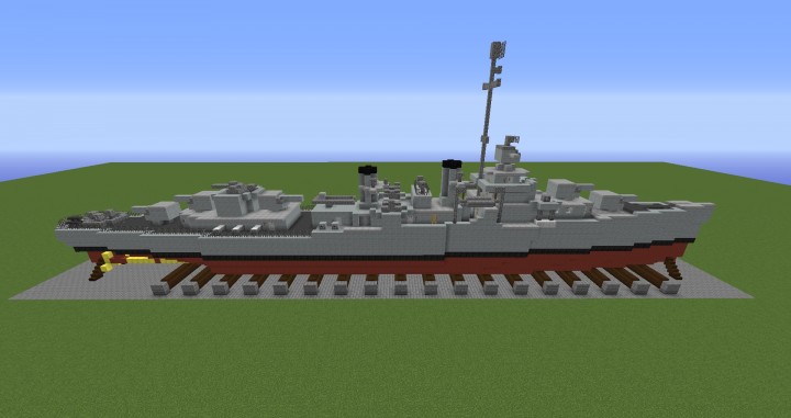 Fletcher-class Destroyer (Square Bridge Version) 1:1 Minecraft Map