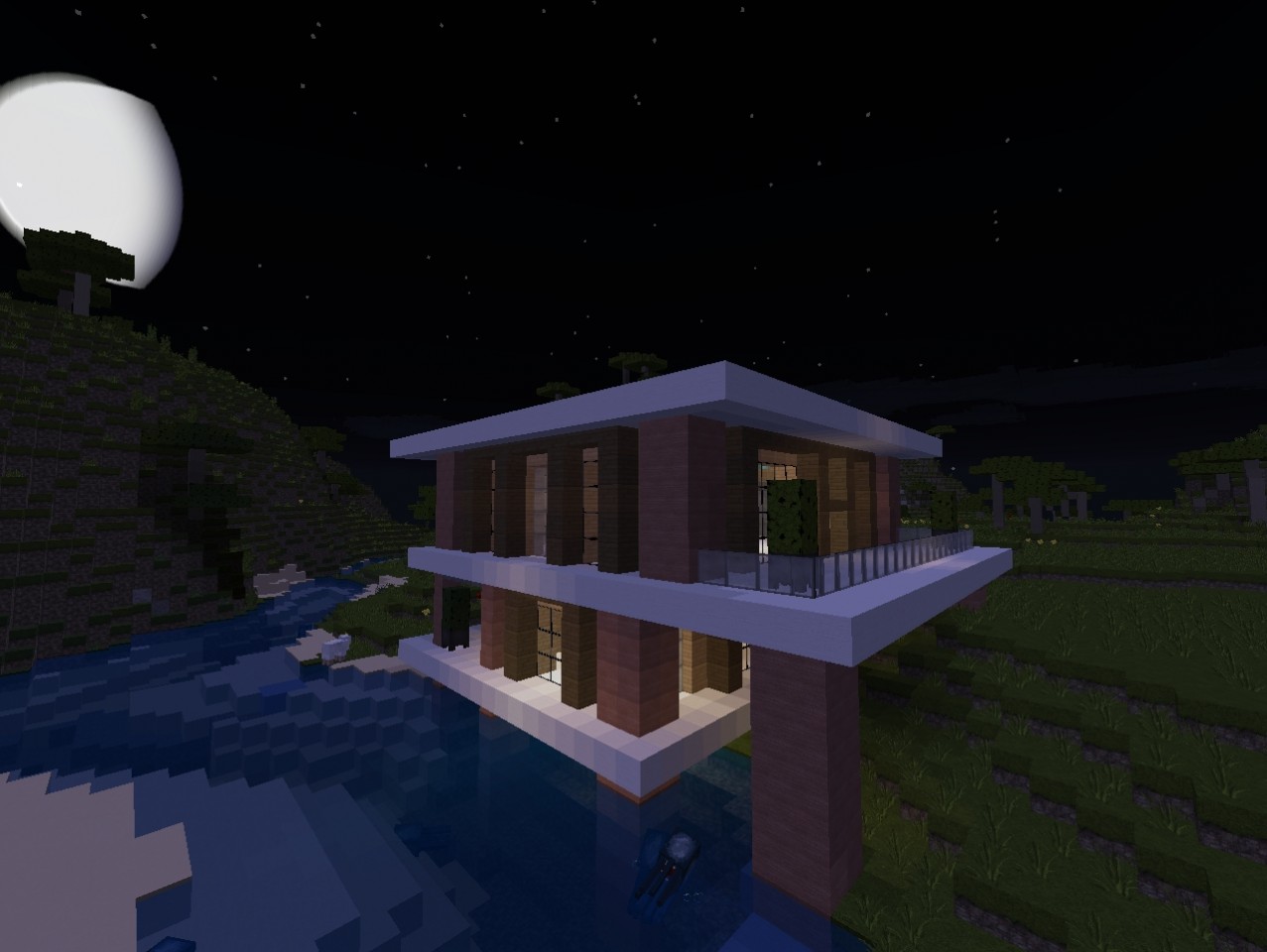Modern House on the river Minecraft Map