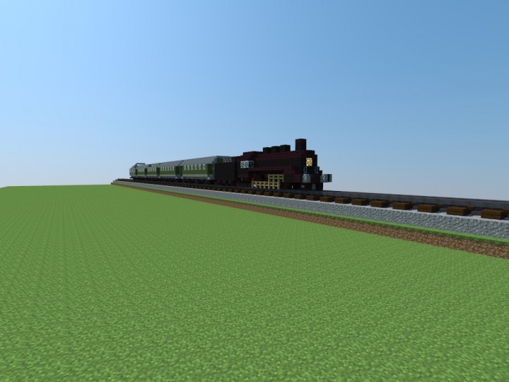 Old passenger train. Steam locomotive Minecraft Project