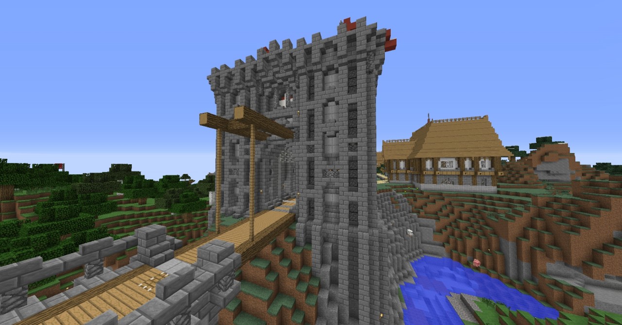 Medieval gate with a drawbridge Minecraft Map