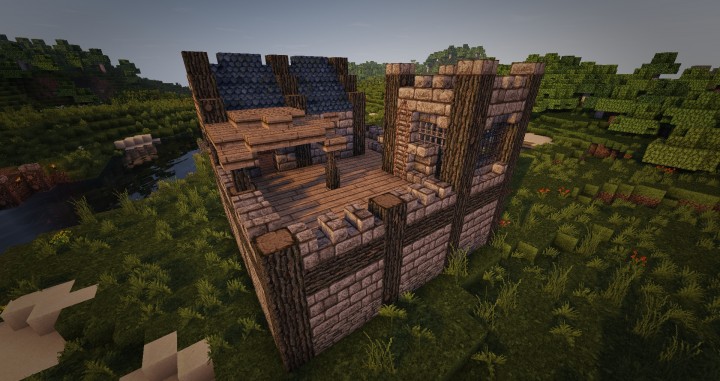 Small, blue themed fortress Minecraft Map