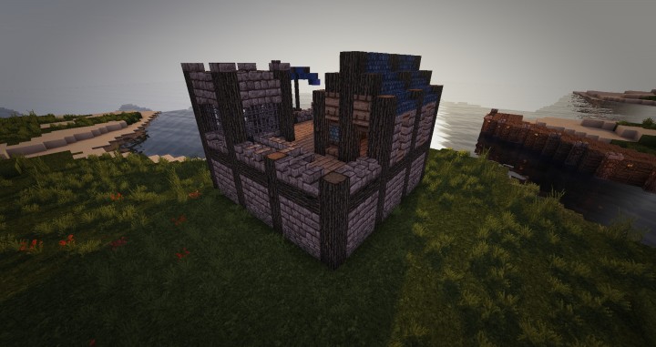 Small, blue themed fortress Minecraft Map