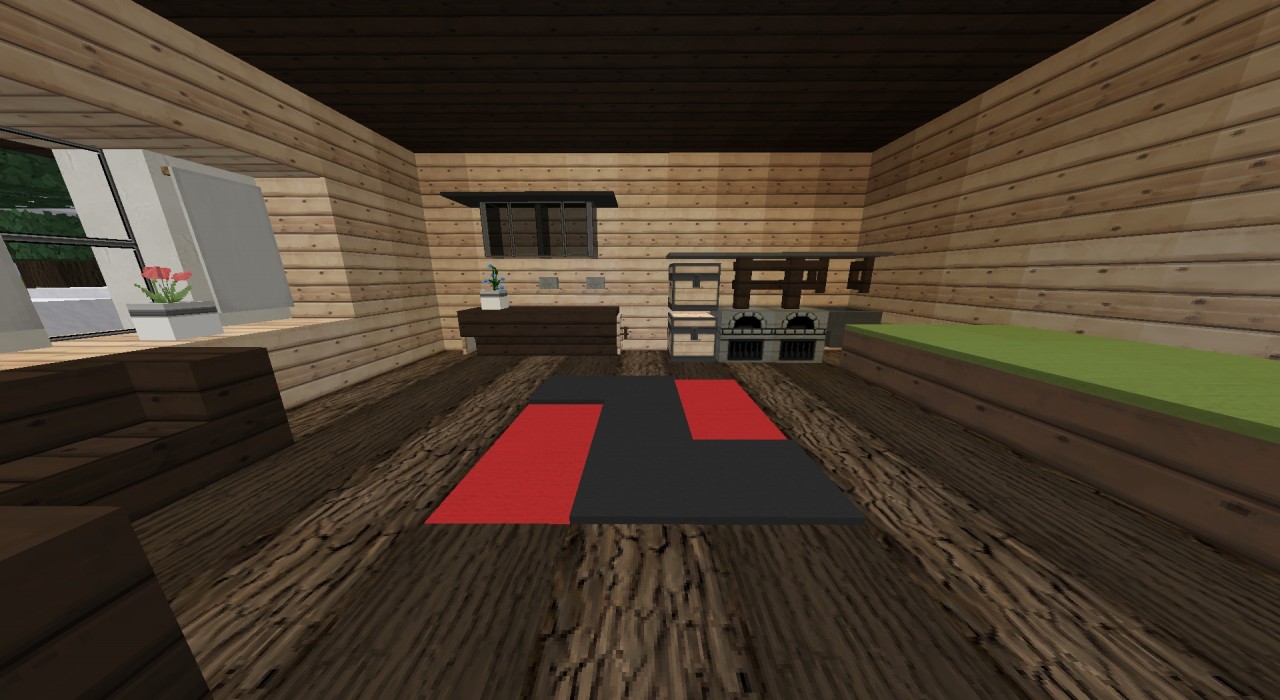 Modern Log House (SIMPLE) Snowy Area Minecraft Map