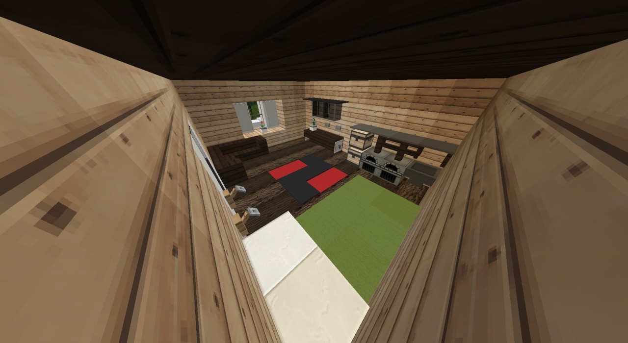 Modern Log House (SIMPLE) Snowy Area Minecraft Map